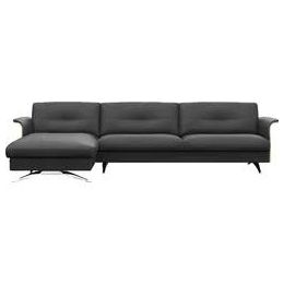 Ecksofa FLEXLUX "Glow Designsofa, bequem und komfortabel durch hochwertigen Sitzaufbau" Sofas Gr. B/H/T: 305cm x 81cm x 158cm, Echtleder, Chaiselongue links, schwarz (deep schwarz) L-Form, Modernes skandinavisches Design