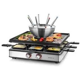 Emerio Raclette "RG-128187" Raclettes 3in1 Raclette - Grill - Fondue schwarz (schwarz, silber)