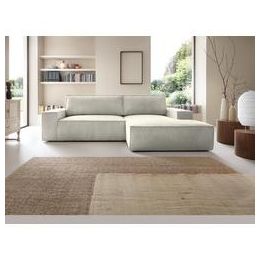 Ecksofa mit Schlaffunktion - Ecke Rechts - Cord - Beige - AMELIA