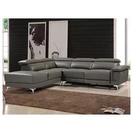 Relaxsofa Ecksofa Leder elektrisch - Ecke Links - Anthrazit - PASCALINE