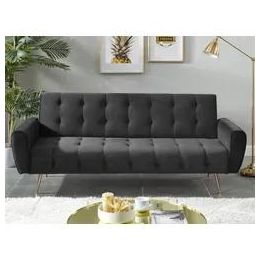 Schlafsofa Klappsofa 3-Sitzer - Samt - Anthrazit - POLANI