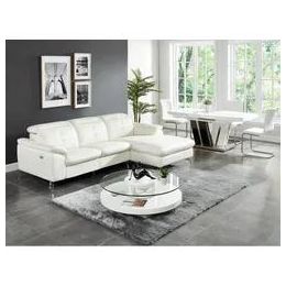 Relaxsofa Ecksofa Leder - Ecke Rechts - Elfenbein - LISMORE