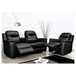 Relaxsofa Leder 3-Sitzer - Schwarz - EVASION