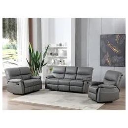 Couchgarnitur Relax 3+2+1 - Kunstleder - Grau - CANBY