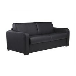 Schlafsofa mit Matratze 3-Sitzer - Matratze 14 cm - Leder - Schwarz - BEVIS