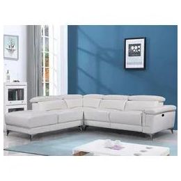 Relaxsofa Ecksofa Leder elektrisch - Ecke Links - Elfenbein - PASCALINE