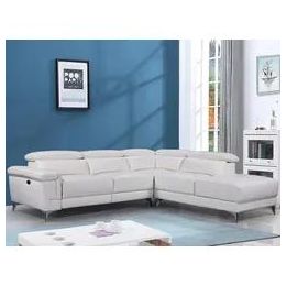 Relaxsofa Ecksofa Leder elektrisch - Ecke Rechts - Elfenbein - PASCALINE