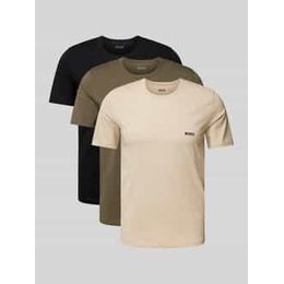 BOSS T-Shirt mit Label-Stitching im 3er-Pack