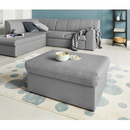 Hocker DOMO collection "Topper", grau (hellgrau), B:93cm H:40cm T:69cm, Hocker, Polsterhocker, mit Wellenunterfederung, auf Kunststoffgleitern