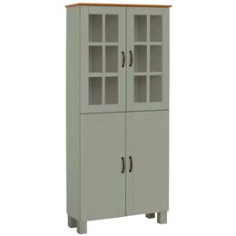 Hochschrank Home Affaire "Rodby", grün (salbei grün, honig), B:75cm H:170cm T:30cm, Massivholz, Schränke, FSC-zertifiziertes Massivholz, Breite 75cm, Höhe 170cm