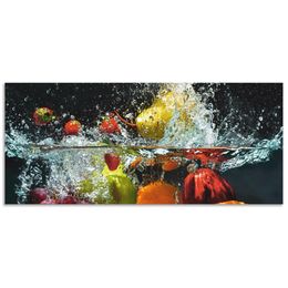 Küchenrückwand Artland "Spritzendes Obst auf dem Wasser", bunt, B:150cm H:65cm, Aluminium, Spritzschutzwände, Alu Spritzschutz mit Klebeband, einfache Montage