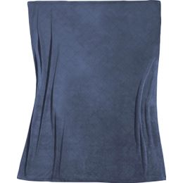 Wohndecke Fleuresse "Lech D", blau (marine), B:135cm L:190cm, Baumwolle, Polyester, Wohndecken, Edel-Flanell, in Gr. 135x190, 150x200 cm, Kuscheldecke