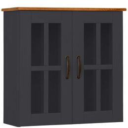 Hängeschrank Home Affaire "Rodby", schwarz (anthrazit, honig), B:60cm H:60cm T:25cm, Massivholz, Schränke, FSC-zertifiziertes Massivholz, Griffe Metall, Breite 60cm, Höhe 60cm