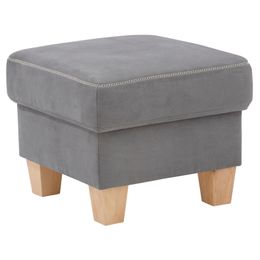 Hocker Home Affaire "Soleo", grau (steel), B:60cm H:47cm T:60cm, Luxus-Microfaser ALTARA NUBUCK (100% Polyester), Struktur (100% Polyester), Luxus-Microfaser Lederoptik (100% Polyester), Hocker, Sitzhocker, passend zum "Solea"-Ecksofa