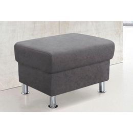Hocker Trendmanufaktur "Rondo, Polsterhocker zur Serie, Breite 67 cm, F&uuml;&szlig;e chromfarben", grau (anthrazit), B:67cm H:46cm T:53cm, Microfaser PRIMABELLE (100% Polyester);Kunstleder SOFTLUX;Struktur (54% Polyacryl, 46% Polyester);NaturLEDER (echtes Rindsleder) im Sitz, Korpus in Kunstleder SOFTLUX, Hocker, Polsterhocker, Fu&szlig;hocker wahlweise mit Federkern, in verschiedenen Bez&uuml;gen bestellbar
