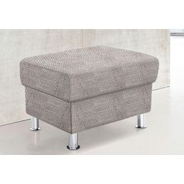 Hocker Trendmanufaktur "Rondo, Polsterhocker zur Serie, Breite 67 cm, F&uuml;&szlig;e chromfarben", beige (sand, beige), B:67cm H:46cm T:53cm, Microfaser PRIMABELLE (100% Polyester);Kunstleder SOFTLUX;Struktur (54% Polyacryl, 46% Polyester);NaturLEDER (echtes Rindsleder) im Sitz, Korpus in Kunstleder SOFTLUX, Hocker, Polsterhocker, Fu&szlig;hocker wahlweise mit Federkern, in verschiedenen Bez&uuml;gen bestellbar