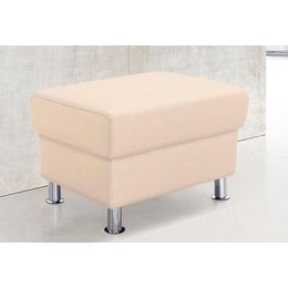 Hocker Trendmanufaktur "Rondo, Polsterhocker zur Serie, Breite 67 cm, F&uuml;&szlig;e chromfarben", beige (creme), B:67cm H:46cm T:53cm, Microfaser PRIMABELLE (100% Polyester);Kunstleder SOFTLUX;Struktur (54% Polyacryl, 46% Polyester);NaturLEDER (echtes Rindsleder) im Sitz, Korpus in Kunstleder SOFTLUX, Hocker, Polsterhocker, Fu&szlig;hocker wahlweise mit Federkern, in verschiedenen Bez&uuml;gen bestellbar