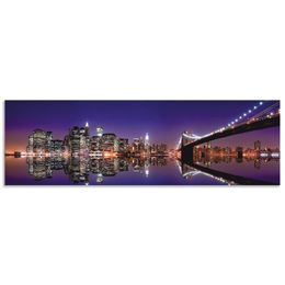 Küchenrückwand Artland "New York Skyline", lila, B:180cm H:55cm, Aluminium, Spritzschutzwände, Alu Spritzschutz mit Klebeband, einfache Montage