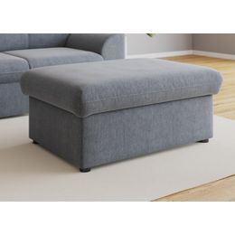 Hocker DOMO collection "Topper", grau (dunkelgrau), B:93cm H:40cm T:69cm, Hocker, Polsterhocker, mit Wellenunterfederung, auf Kunststoffgleitern