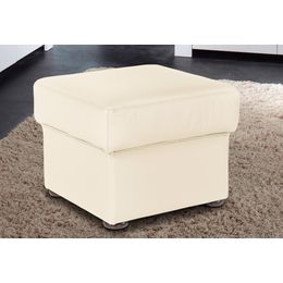 Sit & More Hocker SIT & MORE "Benson", beige (creme), B:58cm H:45cm T:58cm, Luxus-Kunstleder;NaturLeder (der Sockel ist in passendem Kunstleder bezogen);Luxus-Microfaser Altara Nubuck, Hocker, Polsterhocker