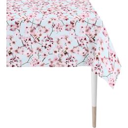 Tischdecke Apelt "6450 SPRINGTIME, Frühjahrsdeko, Frühling", bunt (rosa, hellblau, natur), B:150cm L:250cm, Polyester, Baumwolle, Tischdecken, Digitaldruck