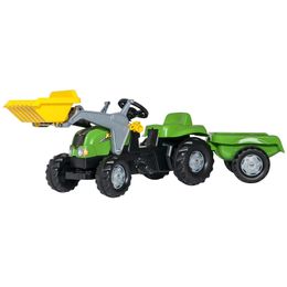 Tretfahrzeug Rolly Toys Tretfahrzeuge grün Kinder Traktor mit Trailer und Lader