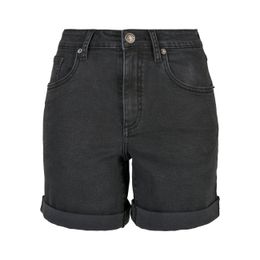 Stoffhose Urban Classics "Urban Classics Damen", Damen, Gr. 26, Normalgrößen, schwarz (schwarzwashed), 50% Baumwolle (Bio), 48% Baumwolle, 2% Elasthan, unifarben, normal, Hosen 5-Pocket-Jeans