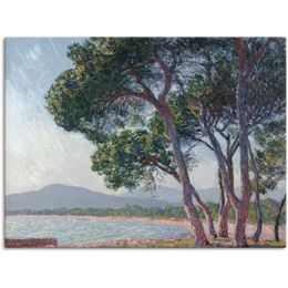 Leinwandbild Artland "Der Strand bei Juan-les-pins. 1888", blau, B:120cm H:90cm, Canvas, Leinwand, Bilder, auf Keilrahmen gespannt