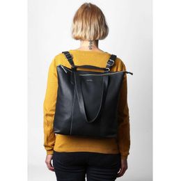 Cityrucksack vargu "Hana 1" Gr. B/H/T: 32cm x 35cm x 11cm, schwarz, Leder, Rucksäcke, Shopper-Rucksack aus LWG zertifiziertem Leder