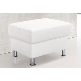 Hocker Trendmanufaktur "Rondo, Polsterhocker zur Serie, Breite 67 cm, F&uuml;&szlig;e chromfarben", wei&szlig; (schneewei&szlig;), B:67cm H:46cm T:53cm, Microfaser PRIMABELLE (100% Polyester);Kunstleder SOFTLUX;Struktur (54% Polyacryl, 46% Polyester);NaturLEDER (echtes Rindsleder) im Sitz, Korpus in Kunstleder SOFTLUX, Hocker, Polsterhocker, Fu&szlig;hocker wahlweise mit Federkern, in verschiedenen Bez&uuml;gen bestellbar