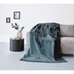 Guido Maria Kretschmer Home & Living Wohndecke "Frode", blau (blau, anthrazit), B:150cm L:200cm, Baumwolle, Polyacryl, Polyester, GUIDO MARIA KRETSCHMER HOME & LIVING, Wohndecken, Kuschelweich