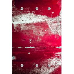 Garderobenleiste queence "Muster", rot, B:80cm H:120cm T:5cm, Acrylglas, Edelstahl, Garderobenhalter, mit 6 Haken, 80 x 120 cm