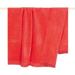 Wohndecke Pad "SYDNEY", rot (salmon), B:150cm L:200cm, Mischgewebe, Wohndecken, Made in Europe