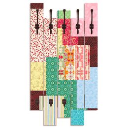 Garderobenleiste Artland "Patchwork Stil I", bunt, B:63cm H:114cm T:2,8cm, MDF, Garderobenhalter, teilmontiert