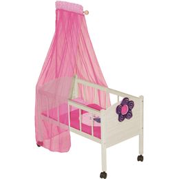 Puppenbett Roba "Happy Fee" Puppenmöbel beige (natur, pink) Kinder mit Himmel