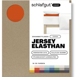 Spannbettlaken Schlafgut "EASY Jersey Elasthan Topper", rot (rot mid), B:180-200cm L:200-220cm, Jersey, Obermaterial: 95% Baumwolle, 5% Elasthan, Laken, MADE IN GREEN by OEKO-TEX