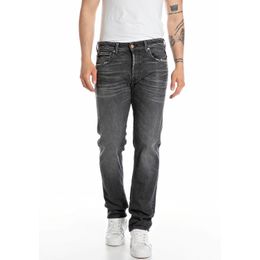 Straight-Jeans Replay "GROVER" Gr. 32, Länge 34, grau (dunkelgrau 630), Herren, Denim/Jeans, Obermaterial: 99% Baumwolle, 1% Elasthan, Jeans, in vielen verschiedenen Waschungen, mit Stretch