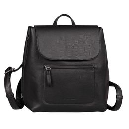 Rucksack Tom Tailor "Elis", Gr. B/H/T: 25cm x 26cm x 10,5cm, schwarz, Polyurethane, feminin, Rucksäcke, aus weich gekörntem Lederimitat auffällige Ziernaht und feinem Logo