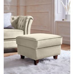 Polsterhocker Home Affaire "Reims" Hocker Gr. B/H/T: 57cm x 45cm x 50cm, Samtoptik, beige (creme) echte Chesterfield-Knopfheftung, Samtoptik mich changierender Optik