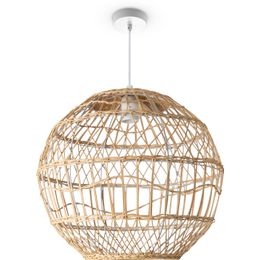 Pendelleuchte Paco Home "MAITE" Lampen Gr. Ø 40cm H: 39cm, weiß Rattan Hängeleuchte Korblampe Rund E27 Boho Stil Modern Wohnzimmer