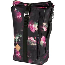 Freizeitrucksack Nitro "Scrambler", Gr. B/H/T: 30cm x 47cm x 12cm, schwarz (schwarz rose), Polyester, Rucksäcke, Rucksack für Alltag, Arbeit & Reise mit Roll-Top, Cityrucksack