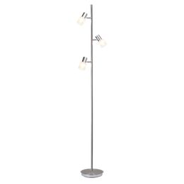 LED Stehlampe Brilliant "LEA" Lampen Gr. Ø 22cm H: 160cm, silberfarben 157cm Höhe, 3 x E14 max. 4W, eisenchrom, schwenkbar, MetallGlas