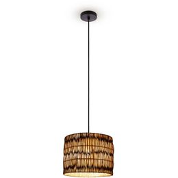 Pendelleuchte Paco Home "Hugo Luna" Lampen Gr. Ø 29cm H: 23cm, schwarz Pendelleuchte Wohnzimmer Esszimmer Rattan Optik Boho Lampenschirm Korb