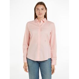 Hemdbluse Tommy Hilfiger "ESS POPLIN REGULAR SHIRT", Damen, Gr. 40, pink (delicate pink), Web, Obermaterial: 100% Baumwolle, unifarben, casual, regular fit, Langarm eingesetzt 1-Knopf-Manschette, Blusen, mit Popeline, gesticktem Tommy Hilfiger Logo