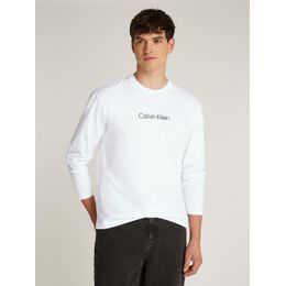 Langarmshirt Calvin Klein "HERO LOGO LS T-SHIRT" Gr. S, weiß (hellweiß), Herren, Single Jersey, Obermaterial: 100% Baumwolle, Shirts, mit Logoschriftzug