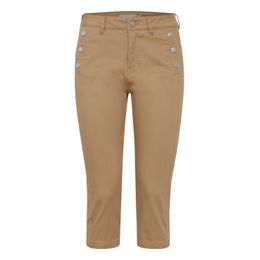 Stoffhose Fransa "Hose FRVomax", Damen, Gr. 38, N-Gr, braun (tannin), Obermaterial: 68% Baumwolle CO. 20% Polyester PES. 10% Viskose LENZING ECOVERO CV LenzEcov. 2% Elasthan EL., casual, slim fit 3/4-Länge, Hosen