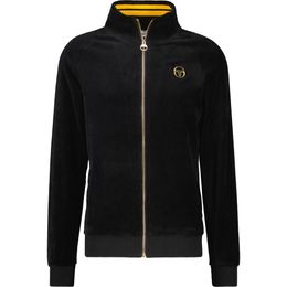 Trainingsjacke Sergio Tacchini "COURT VELOUR TRACK TOP Herren", Herren, Gr. M, schwarz, 80% BAUMWOLLE, 20% POLYESTER, Langarm, Jacken, Trainingsjacke Herren, leichte Jacke, Velour Sportjacke, Outdoor, Sale