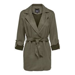 Kurzjacke Only "ONLDIANE FAUX SUEDE BELT JACKET CC OTW" Gr. L (40), grün (kalamata), Damen, Web, Obermaterial: 92% Polyester, 8% Elasthan, unifarben, Jacken, in Wildleder Optik