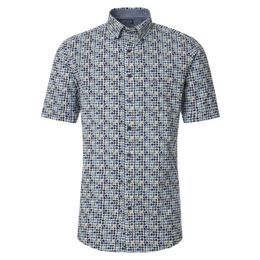 Kurzarmhemd Casamoda "Casamoda Freizeithemd Kurzarm Print", Herren, Gr. L, Normalgrößen, blau (dunkelblau), 100% Baumwolle, bedruckt, comfort fit, Hemden