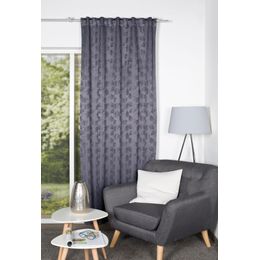 Vorhang Home Wohnideen "GINGKO" Gr. 2, grau (anthrazit), B:135cm H:175cm, Polyester, Gardinen, Verdunkler, jacquardgemustertes Gingko-Blatt-Motiv, 100% verdunklend